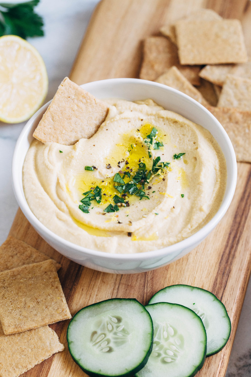 Lemon Garlic Hummus - Making Thyme for Health