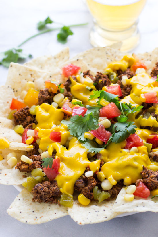 Loaded Vegan Chili Cheese Nachos - Making Thyme for Health