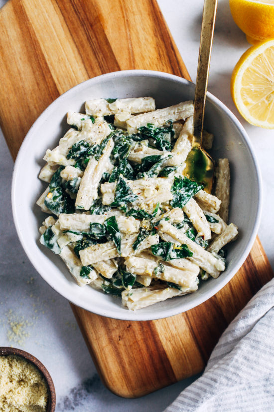Lemon Cream Pasta with Spinach - Making Thyme for Health