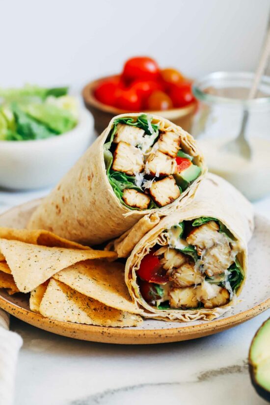 Vegan Tempeh Caesar Salad Wraps - Making Thyme for Health