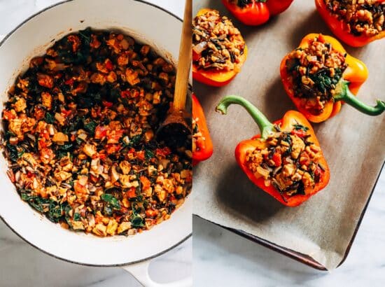 Tempeh Wild Rice Stuffed Peppers - Making Thyme for Health